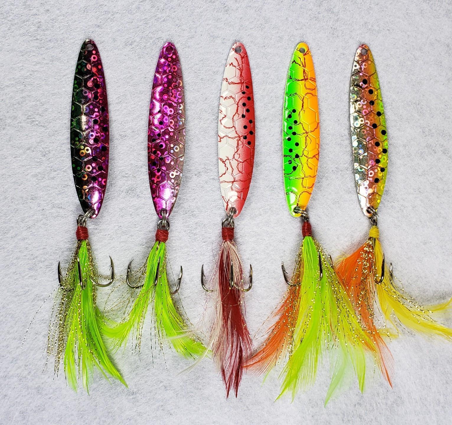 5 Trout Series Hex Milwaukee Minnow Spoon 3" Long Dressed Treble Hook ...