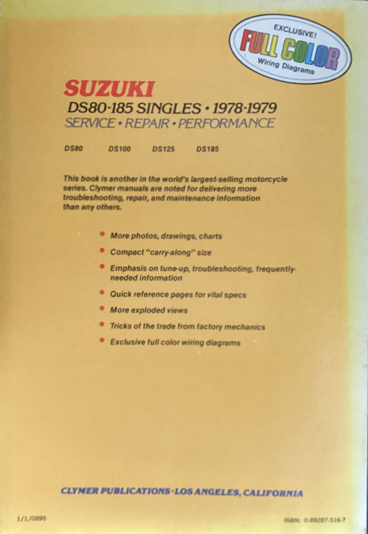 SUZUKI non genuine workshop manual Clymer. 1978/1979 DS80-DS185 | eBay