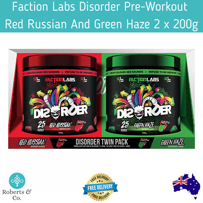 Faction Labs Disorder Pre Workout Red Russian And Green Haze 2 x 200g ...