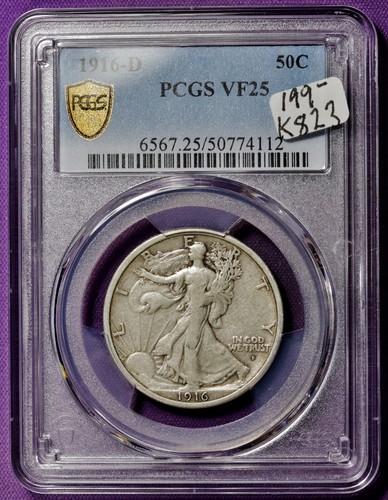 1916-d Walking Liberty Half. PCGS Gold Shield. In PCGS Holder. VF25 ...