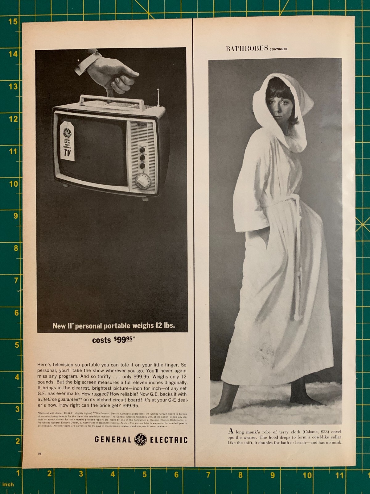 1963 Vintage General Electric GE 11" Personal Portable TV Television ...