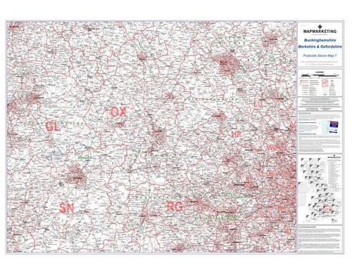Postcode Sector Map 7 Berkshire, Buckinghamshire and Oxfordshire (Paper ...