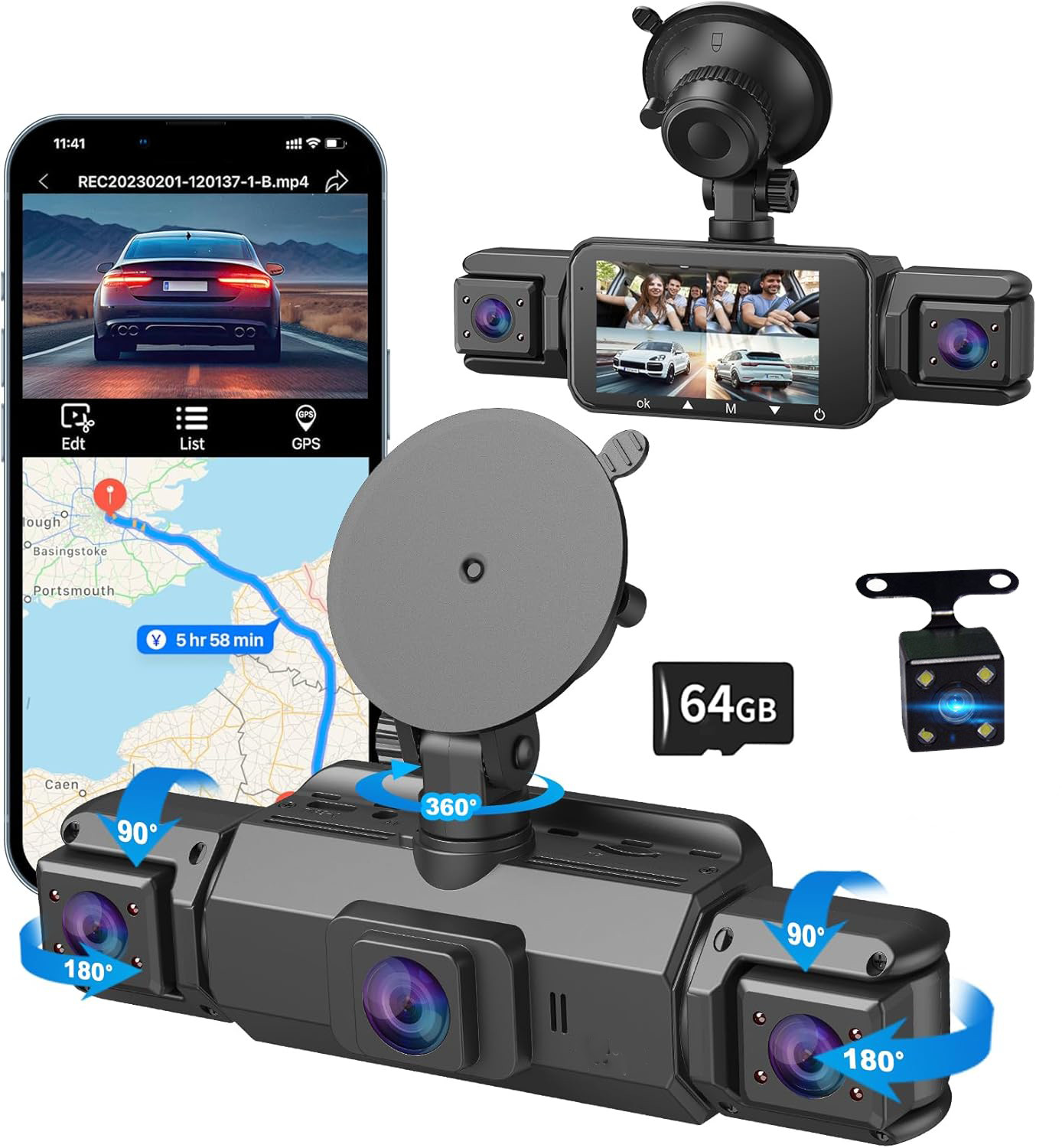 Купить 360 Degree View 4 Channel Dash Cam Front and Rear Inside Left ...