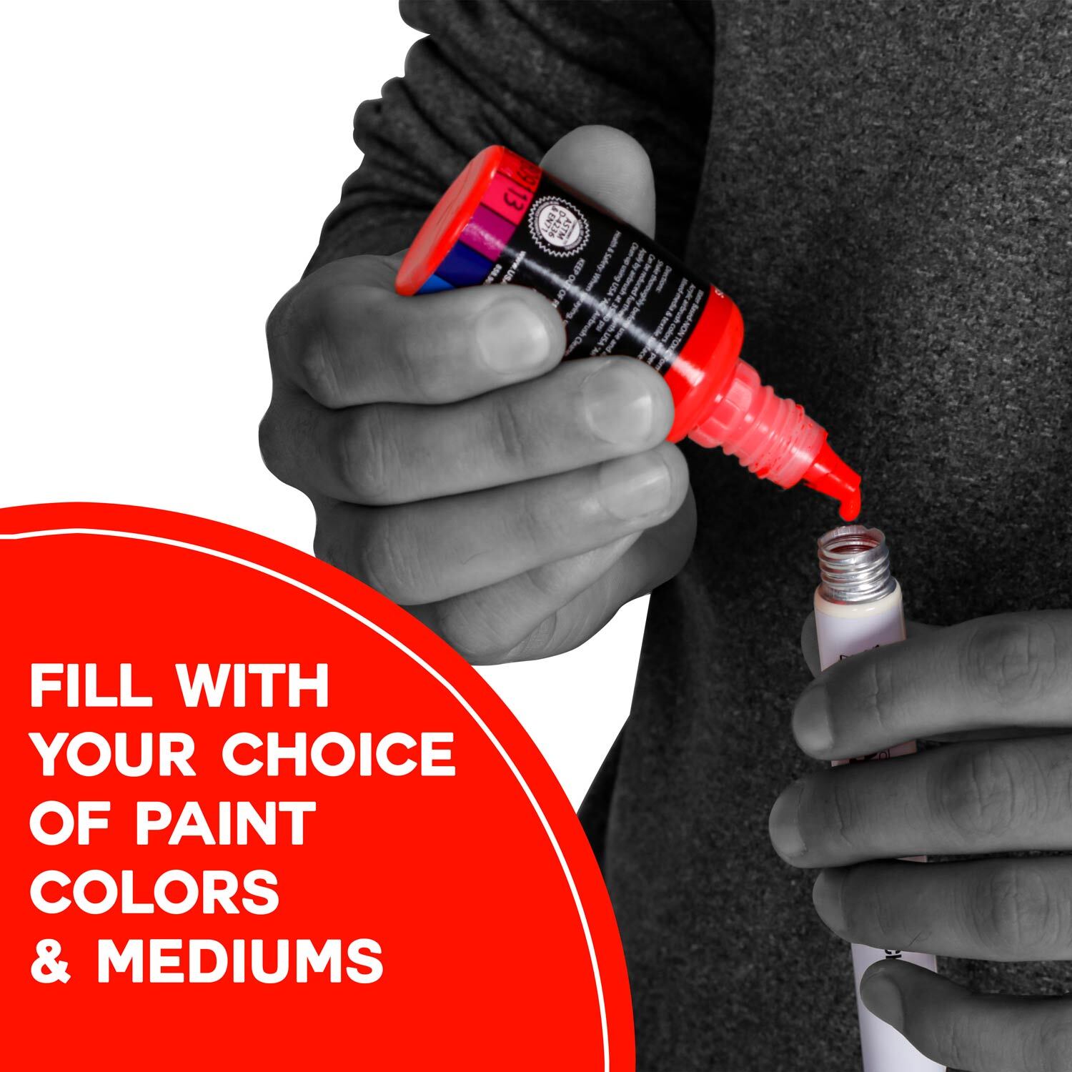 6 Empty Fillable Blank Paint Touch Up Pen Markers, Fill Acrylic, Oil ...