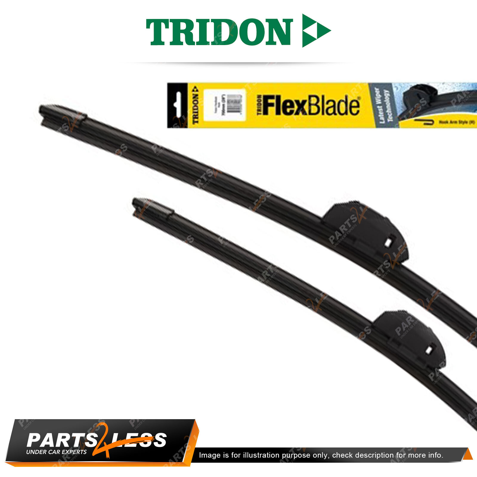 Pair of Tridon Frameless Windscreen Wiper Blade - Length 430mm 530mm ...