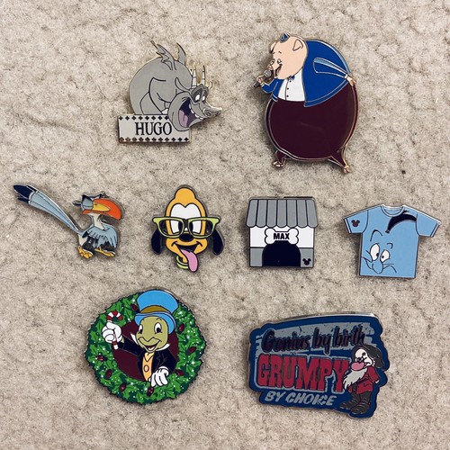 Disney Sidekicks Pin Lot, Zazu, Jiminy Cricket, Pluto, Genie, Grumpy ...
