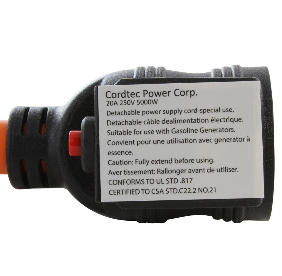 1.5FT 50A CS6365/SS2-50P Plug to NEMA 6-20R 15/20A 250V Outlet with 20A ...