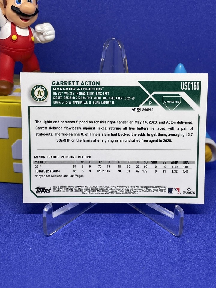 2023 Topps Chrome Update Baseball #USC180 Garrett Acton RC | eBay
