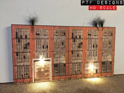 HO Scale Industrial #1 Building Flat / Front 3D Background w/ LED ...