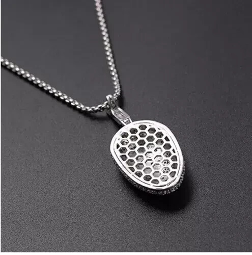 Mens 3Ct Lab Created Black Diamond Spider-Man face Pendant 14K White ...