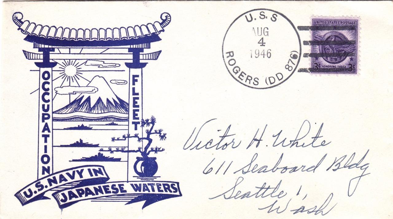 1946, USS Rogers, DD-876, Japan Occ. Fleet to Seattle, WA (N2651) | eBay