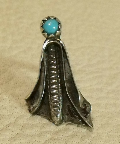 Navajo sterling silver turquoise corn ear tie tack lapel hat pin Nelson ...