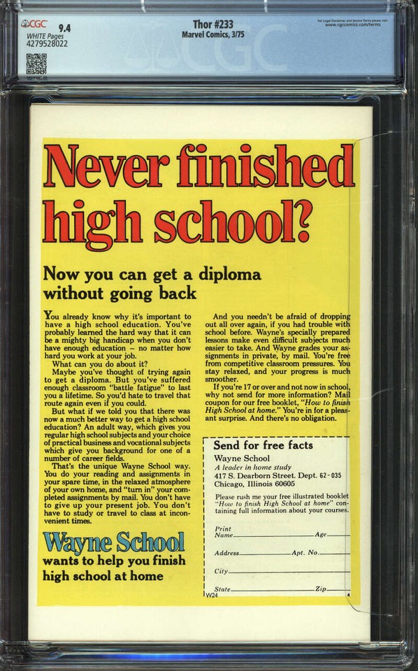 THOR #233 CGC 9.4 WHITE PAGES // SPIDER-MAN + IRON MAN + SURFER CAMEO ...