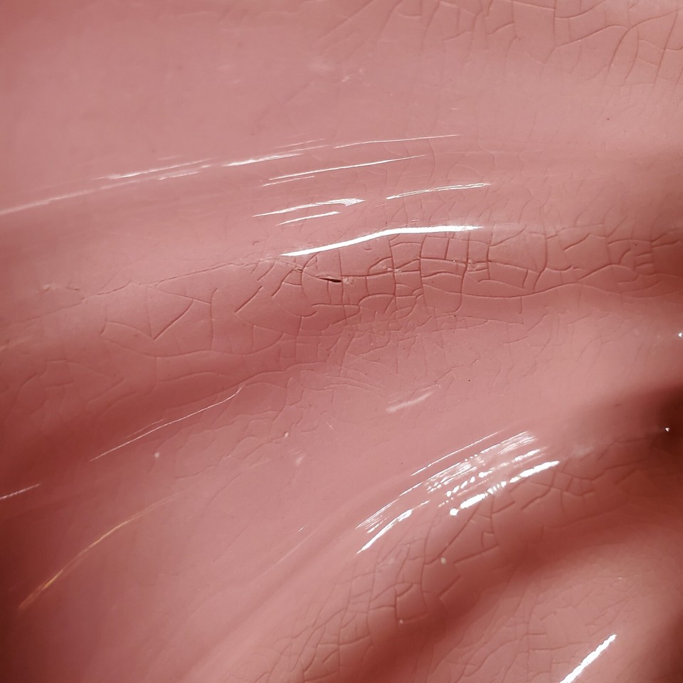 Vintage Terra Firma Half Clam Shell Pottery Bowl w/ Crackle PInk Glaze ...