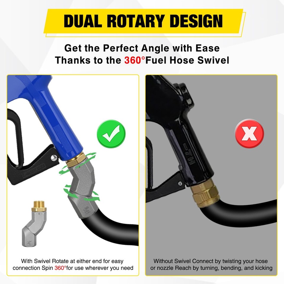 Nilight 3/4" NPT Fuel Nozzle with Fuel Hose Swivel Automatic Shut Off ...