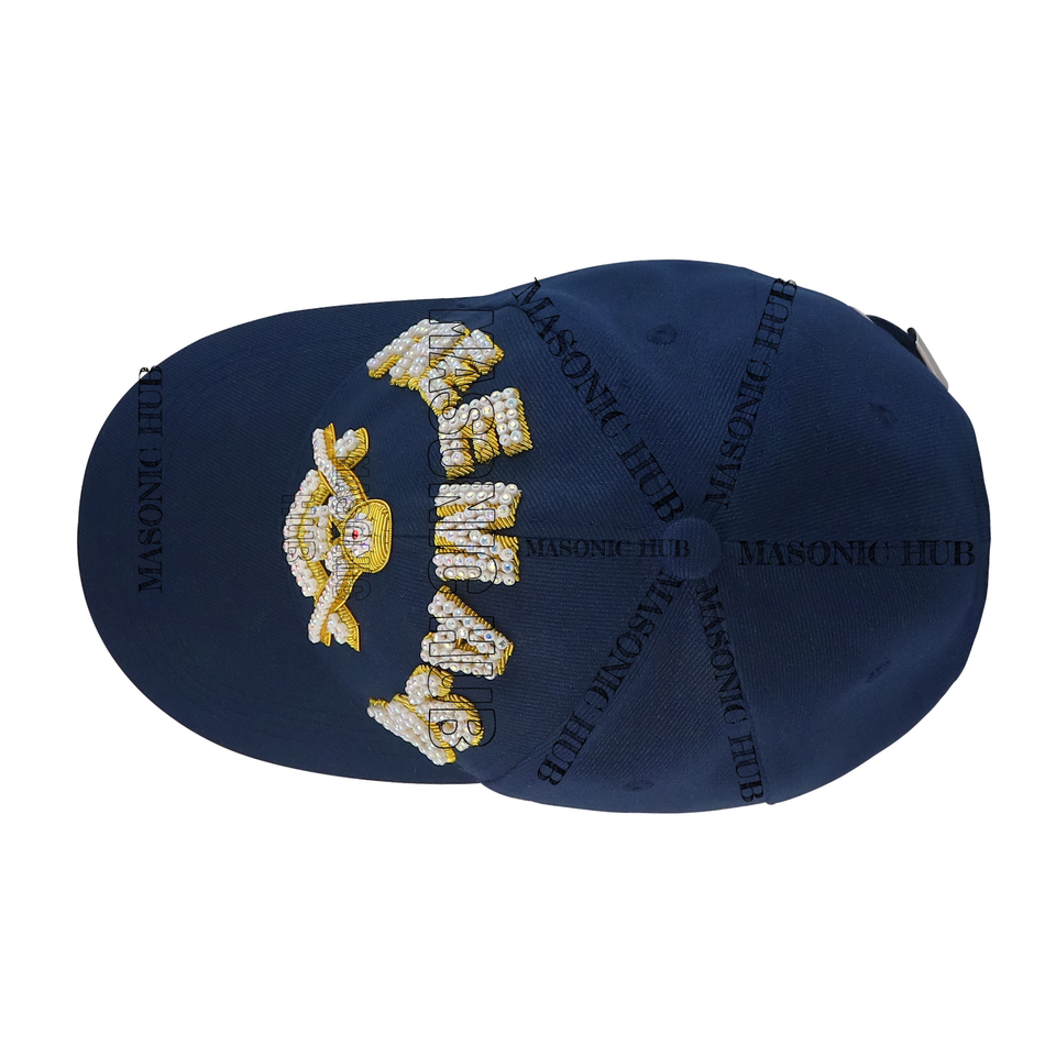 Masonic Freemason Navy Blue Handmade Cap – Bullion Embroidered Compass ...