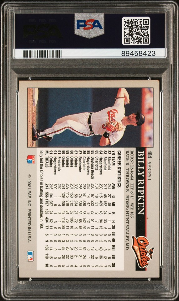 1992 Leaf #184 Billy Ripken Authentic Autograph Auto PSA 5 | eBay