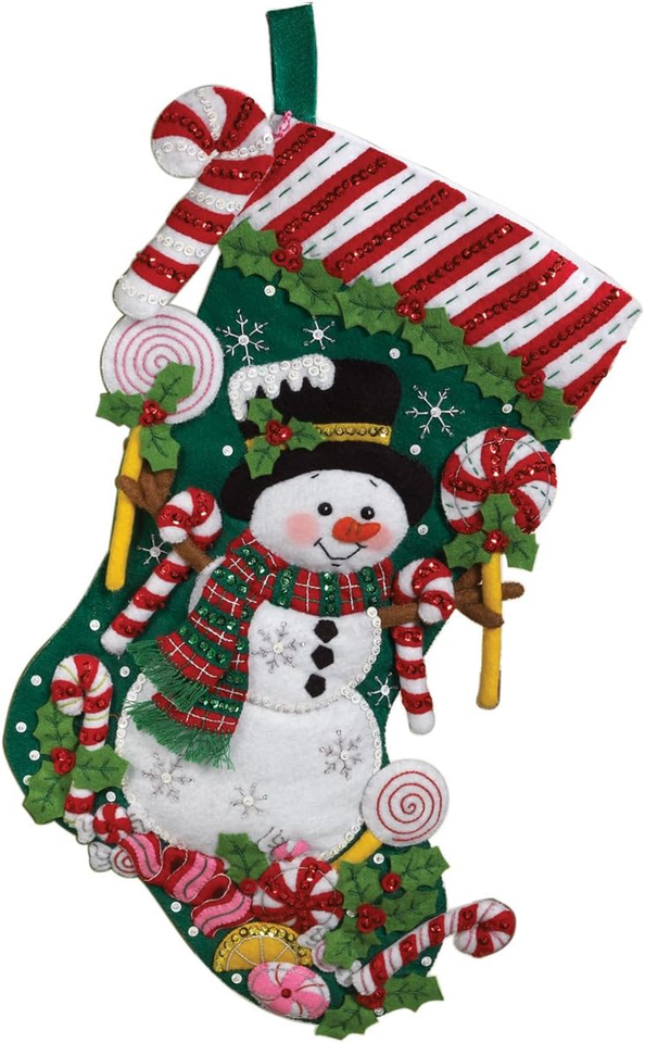86299 Candy Snowman Stocking Felt Applique Kit, 18-Inch | eBay