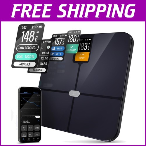 Smart Digital Bathroom Scale with Bluetooth & 440lb Capacity for Family ...