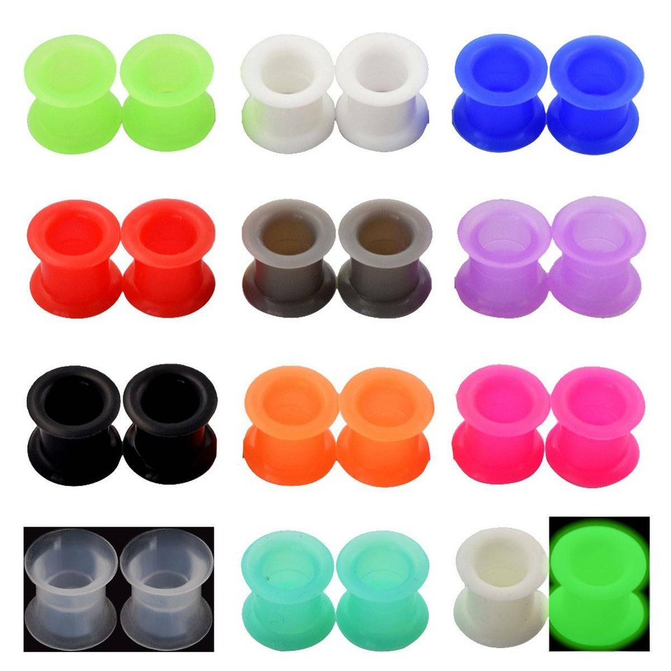 Pair Hard Silicone Ear Tunnel Plugs Hollow Soft Ear Gauge Expander ...