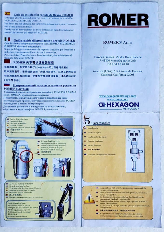 HEXAGON ROMER 2052 ARM SIGMA Portable Measurement Arm 5200mm Measuring ...