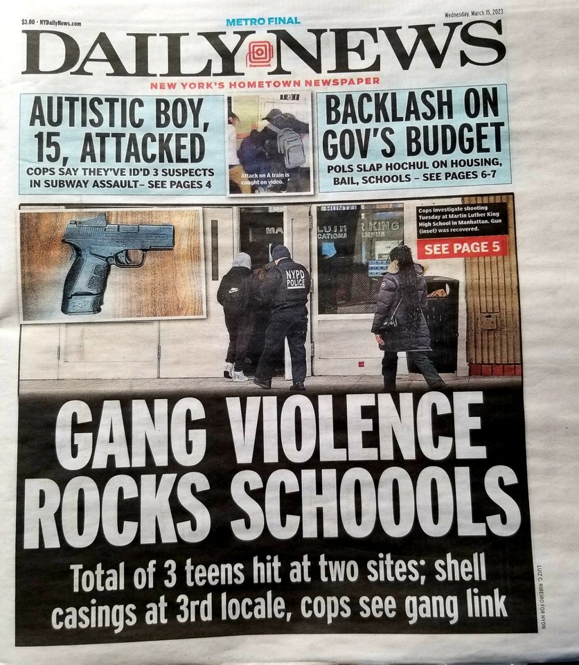 NEW YORK DAILY NEWS NEWSPAPER GANG VIOLENCE / IN THE RIGHT NEIGHBORHOOD ...