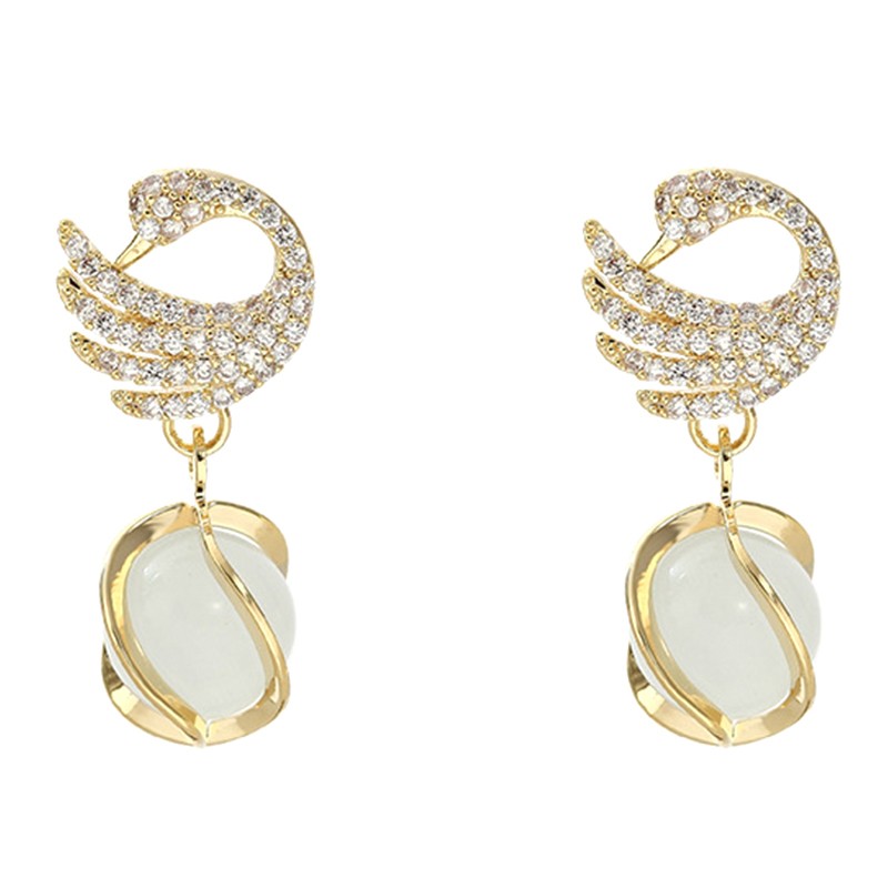 Fashion Sparkling Swan Crystal Swan Drop Pendant Earrings Women ...