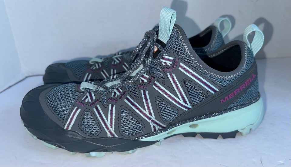 Merrell Women's Choprock Aqua Blue Smoke Hiking Sandals Sz 8 Vibram ...