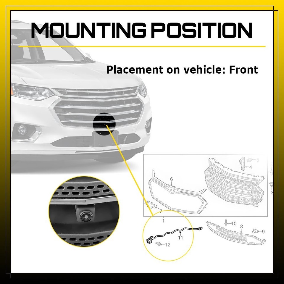 Front View Bumper Assist Backup Camera for Chevrolet Traverse 2018-21 ...