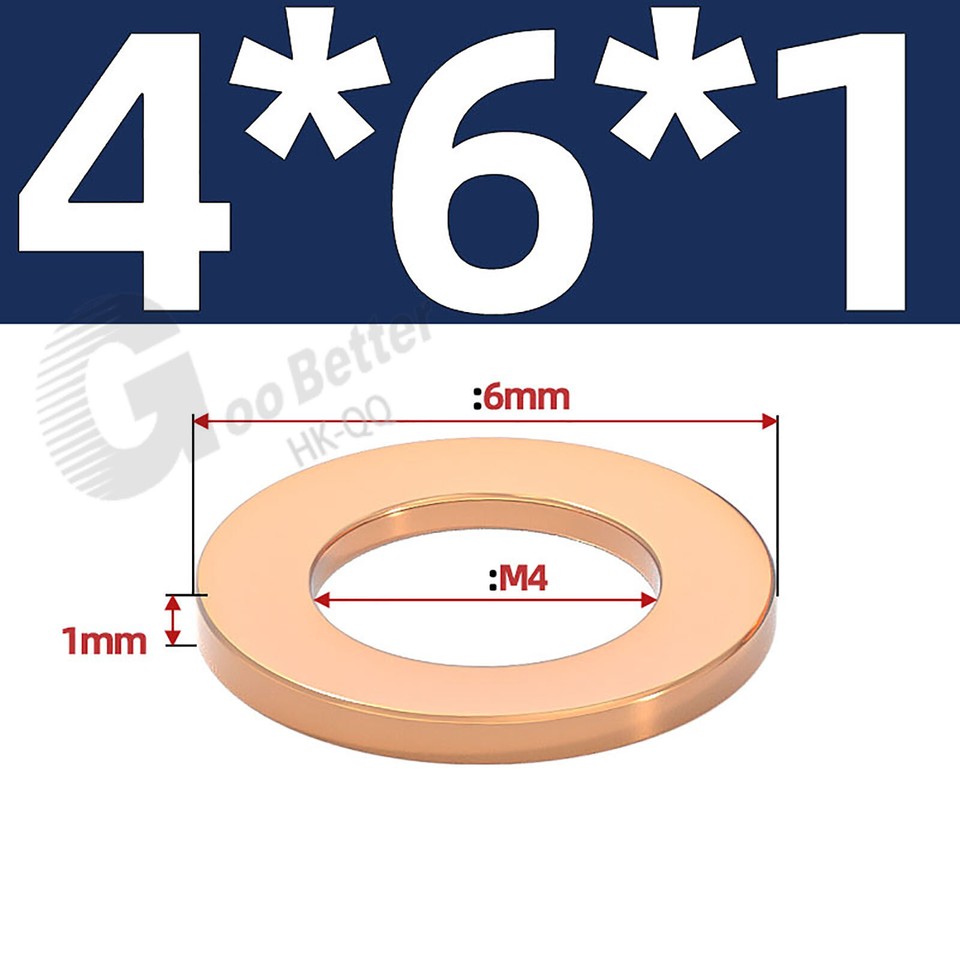 Copper Sealing Washers Metric - M3 M4 M5 M6 M8 M10 M12 M14-M60 Sump ...