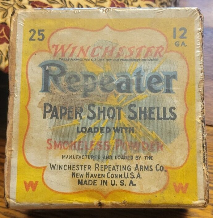 Antique 2-Piece 12 Gauge Winchester Repeater Paper Shot Shell Ammo Box ...