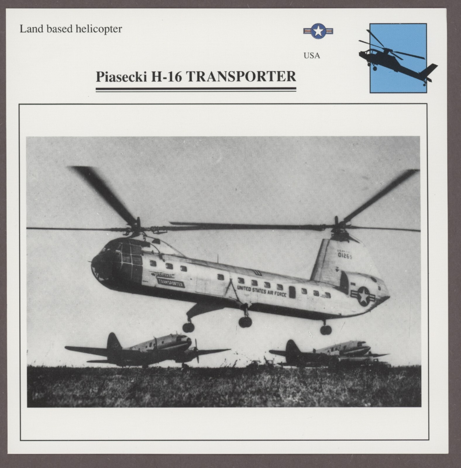 Piasecki H-16 Transporter Edito Service Warplane Air Military Card ...