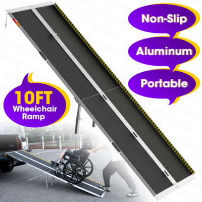 Portable Wheelchair Ramp 10FT Non-Slip Aluminum Folding Handicap Ramp ...