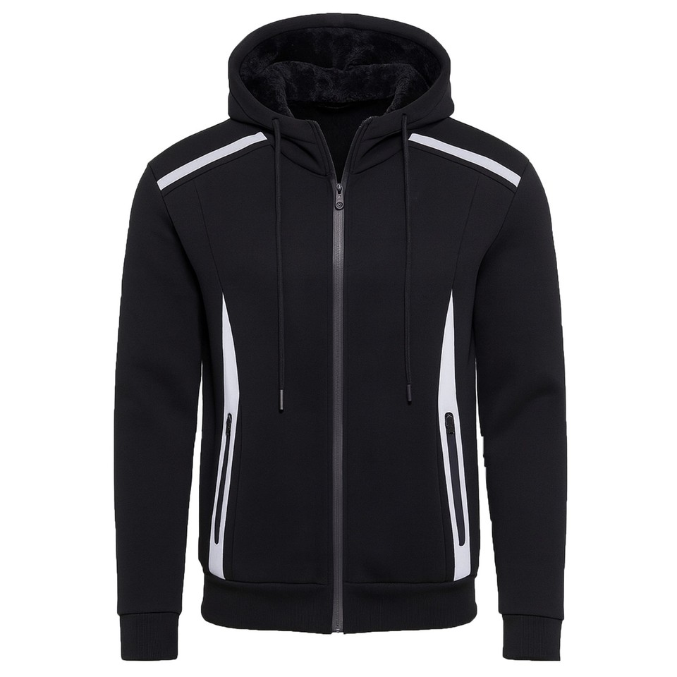 Men's Sherpa Fleece-Lined Reflective Tech Full Zip Hood (Size- S-3XL ...