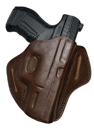 For 4” Walther P99/PDP, Right Hand Brown Leather Open Top OWB Belt ...