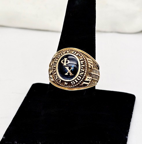 1970 UNIVERSITY OF ILLINOIS 10K GOLD LAB BLUE STONE CLASS RING,CHI PHI ...