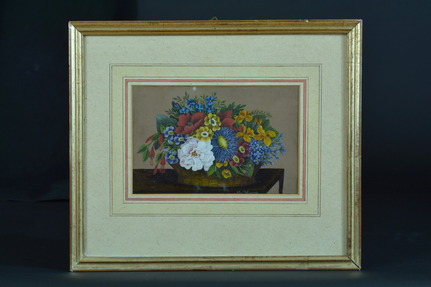 Painting Antique Bouquet of Flowers On One Table Still Life 19e Signed ...