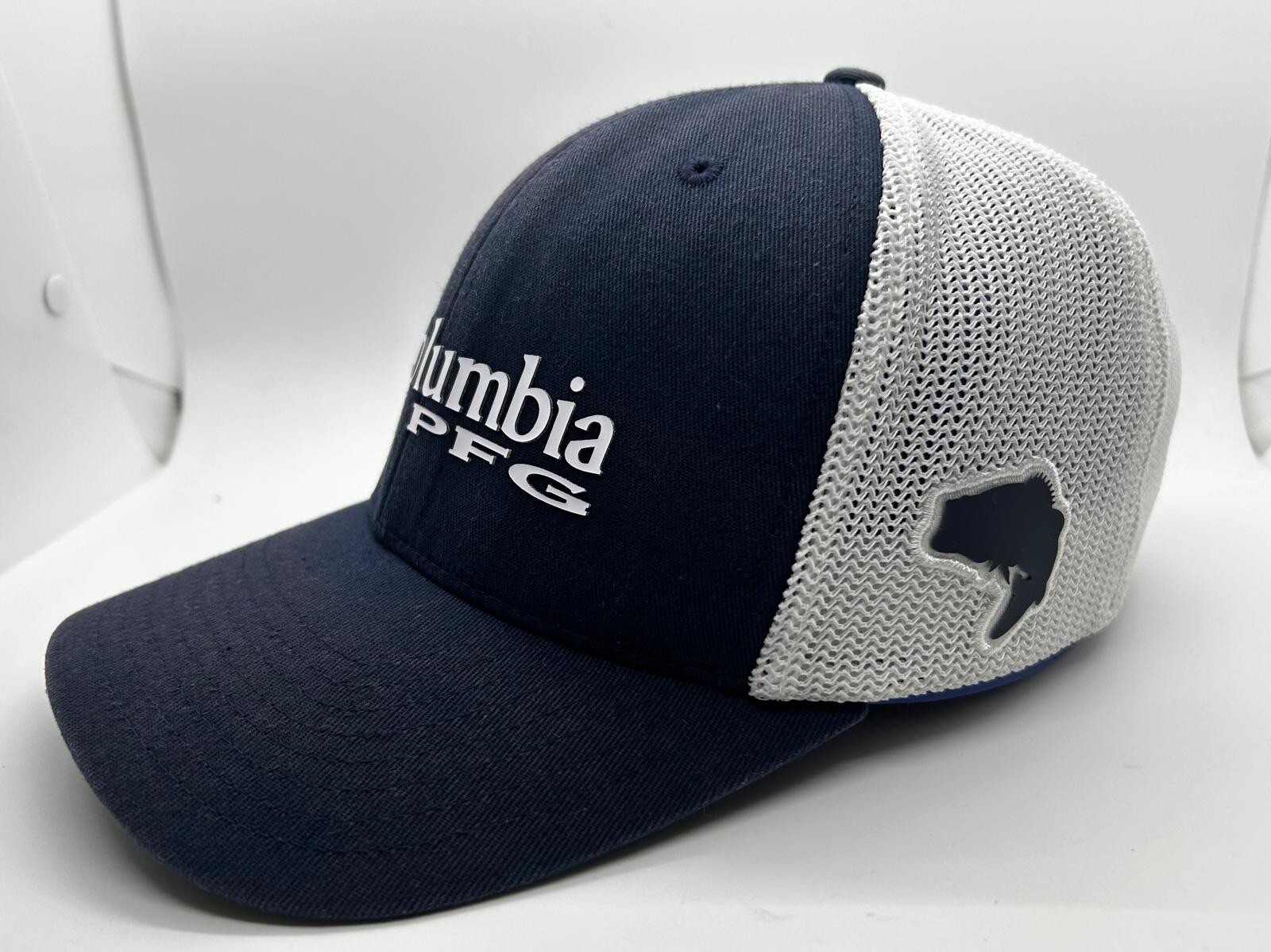 Columbia PFG Cap Hat Flex Fit Adult One Size Blue White Mesh Fishing | eBay