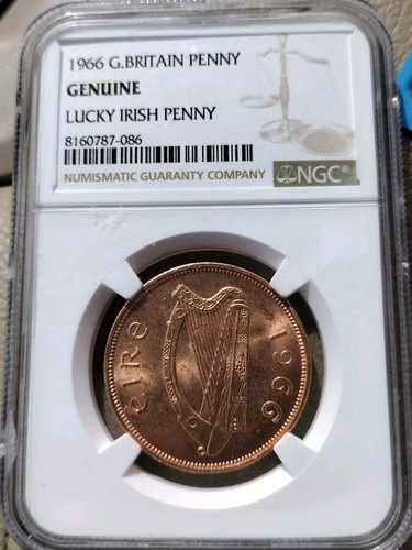 1966 G. Britain Penny Lucky Irish Coin GENUINE NGC | eBay