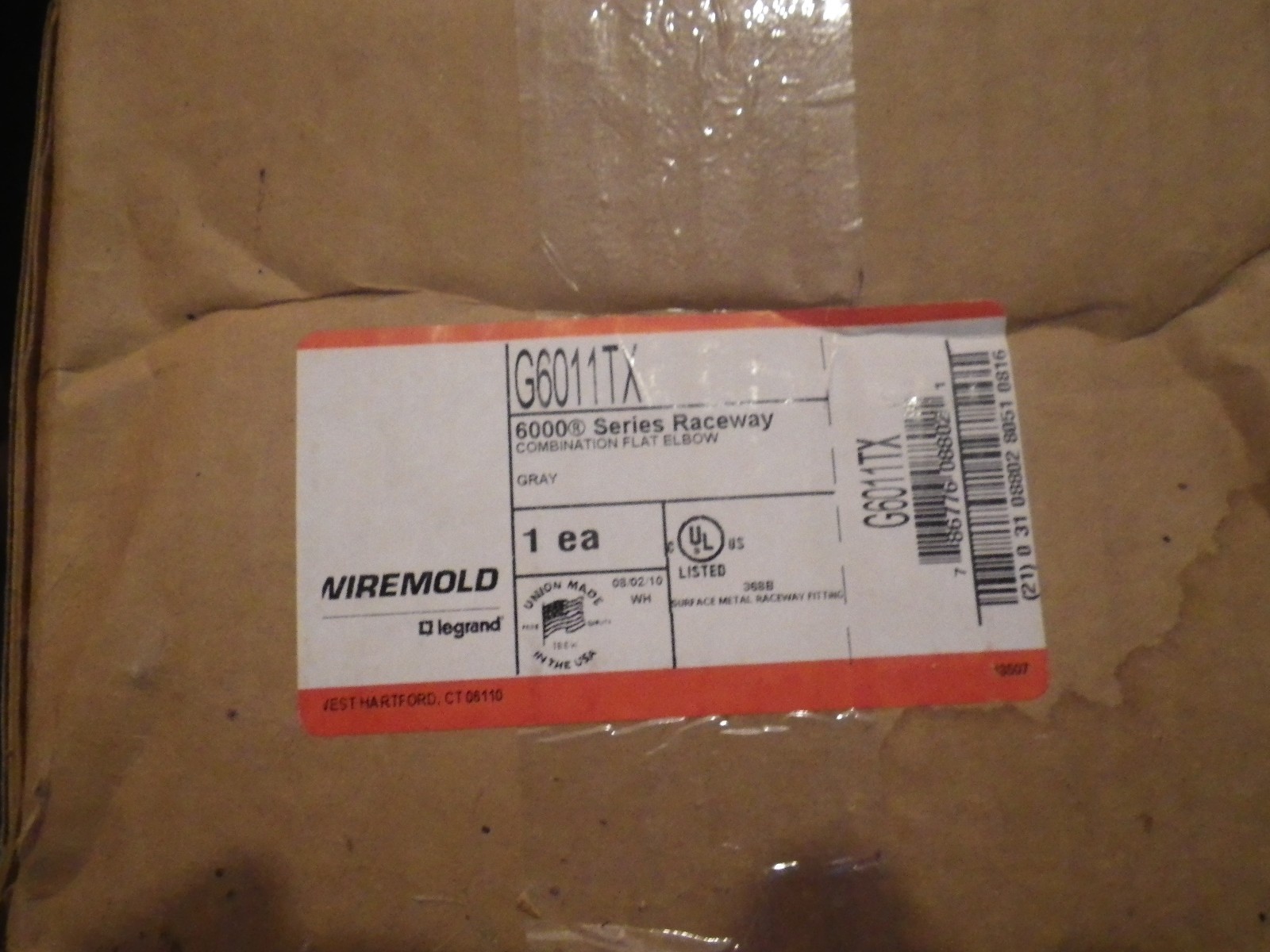 WIREMOLD 6000 SERIES RACEWAY G6011TX, COMBINATION FLAT ELBOW BRAND NEW ...