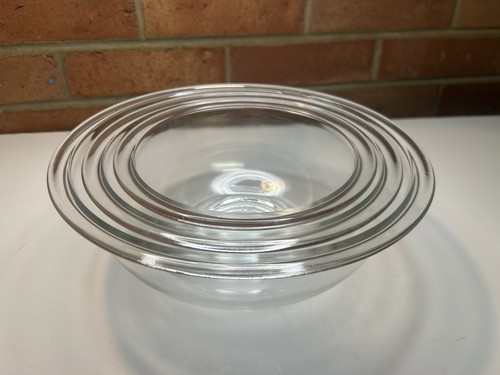 Vintage Set of 3 Pyrex Clear Glass Nesting Mixing Bowls #322 #323 #325 ...