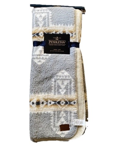 Pendleton Home Collection Sherpa Aztec Southwest Throw Blanket Grey ...