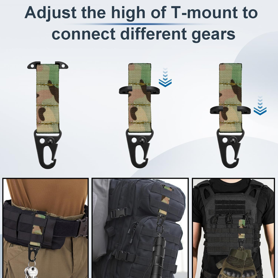 Tactical Molle Clips T-Mount Molle Webbing Key Holder, 2 Pack Tactical ...