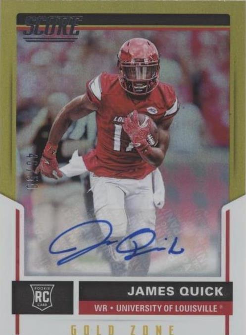 2017 Score - James Quick #398 Rookie Signatures Gold Zone /50 (AU, RC ...