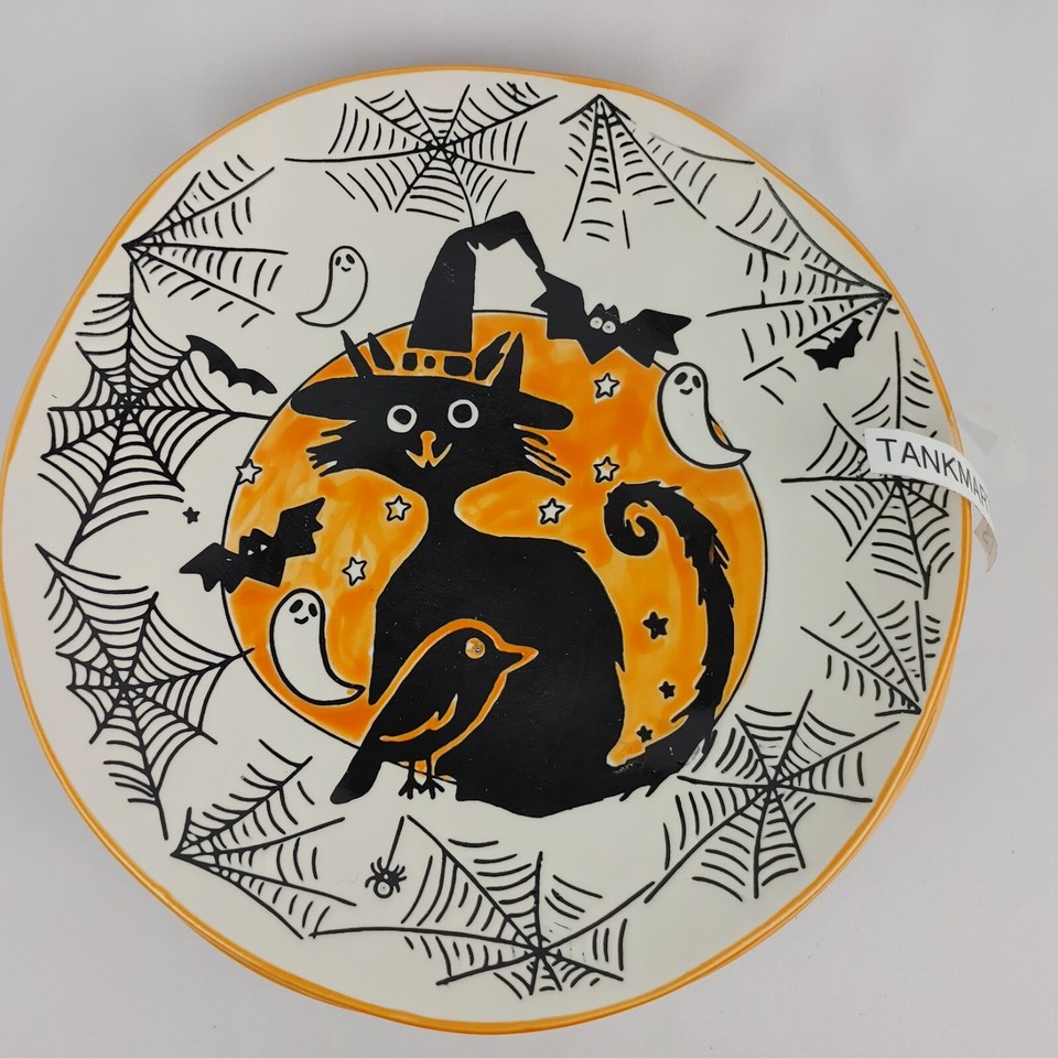 Set of 4 Eli + Ana Halloween Funky Black Cat Bats Ghosts Spiderweb ...