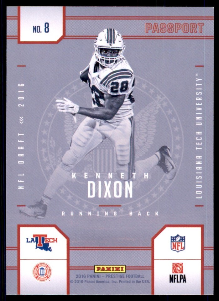 2016 Prestige NFL Passport Kenneth Dixon Rookie #8 | eBay
