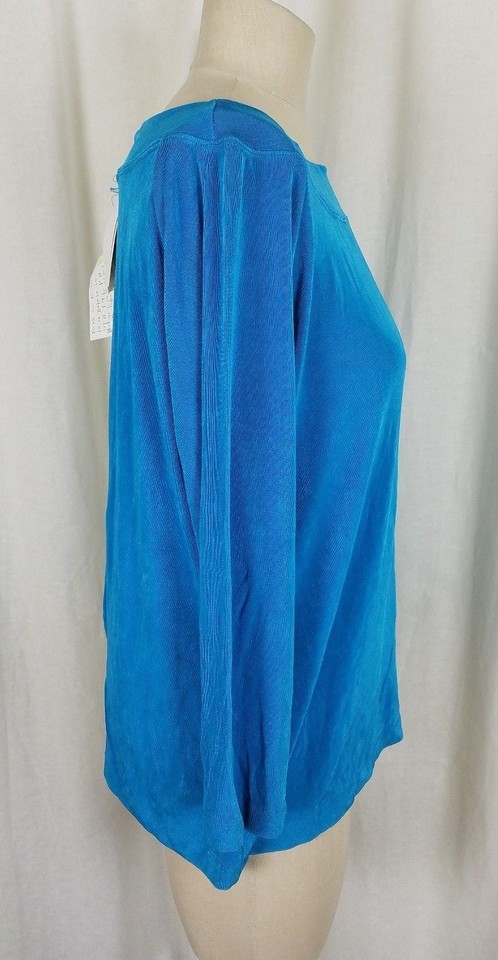 NWT QVC Style Citiknits Stretch Top Tunic Shirt Womens XL Blue Scoop ...