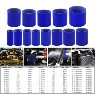 1PCS Universal Straight Silicone Coupler Pipe Intake Turbo Intercooler ...
