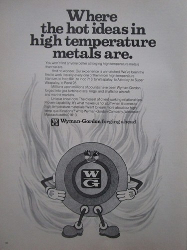 10/1973 PUB WYMAN GORDON WORCESTER METALS TITANIUM FORGING ORIGINAL AD ...
