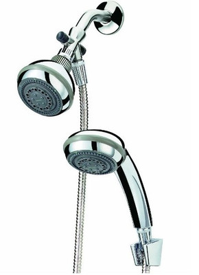Polished Chrome Pollenex Dual Wall-Mount+Handheld Showerhead 6-Settings ...